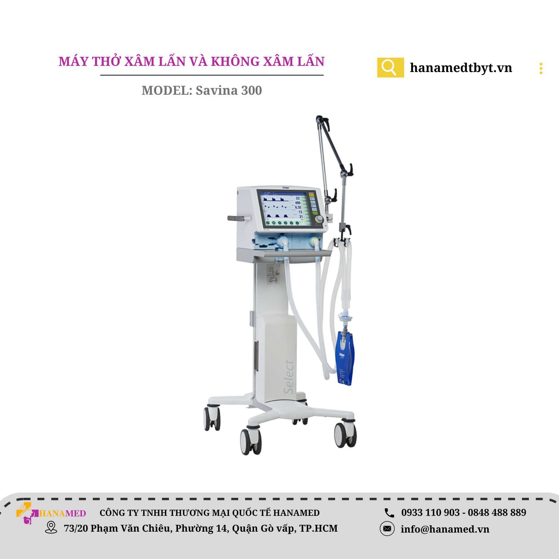 MÁY THỞ XÂM LẤN VÀ KHÔNG XÂM LẤN Model: SAVINA 300 CLASSIC - THIẾT BỊ Y ...